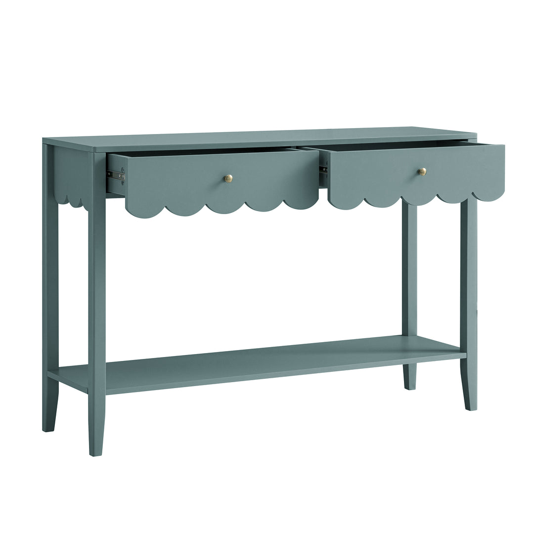 Henley Scalloped Edge Console Table, Blue Spruce | daals