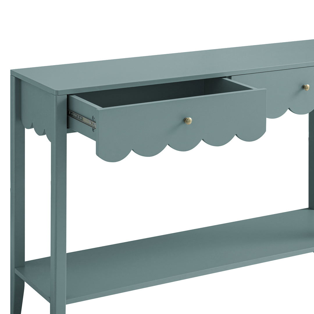 Henley Scalloped Edge Console Table, Blue Spruce | daals