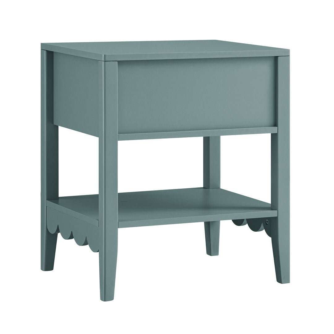 Henley Scalloped Edge Bedside Table with Drawer, Blue Spruce | daals