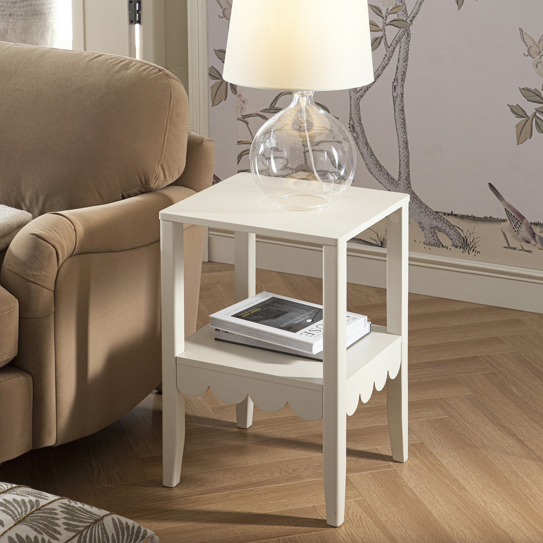 Henley Scalloped Edge Side Table, Light Sand | daals