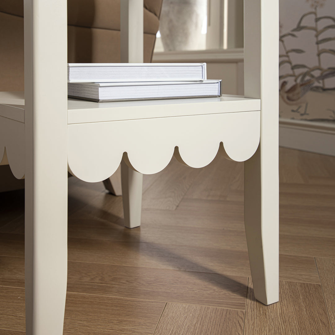 Henley Scalloped Edge Side Table, Light Sand | daals