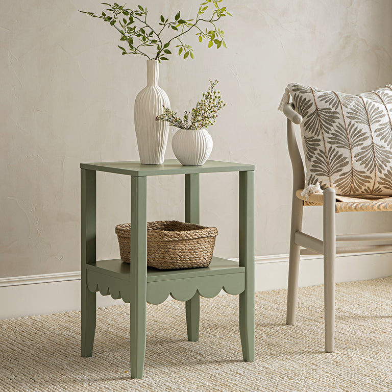 Henley Scalloped Edge Side Table, Sage Green | daals