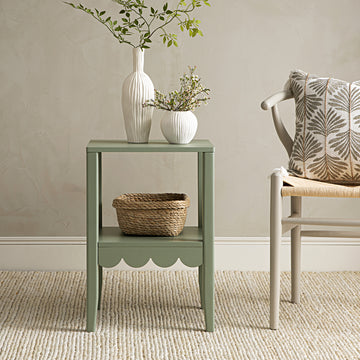 Henley Scalloped Edge Side Table, Sage Green | daals