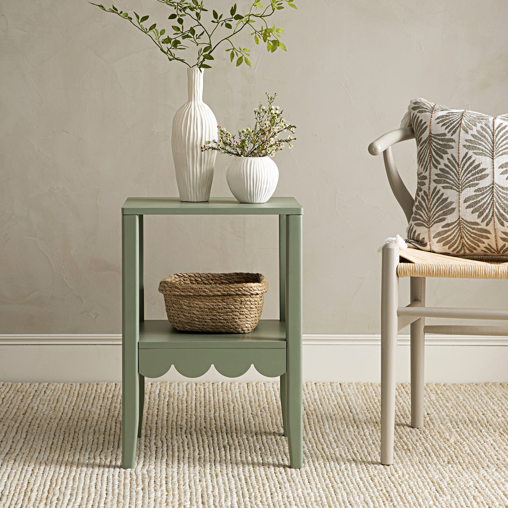 Henley Scalloped Edge Side Table, Sage Green | daals