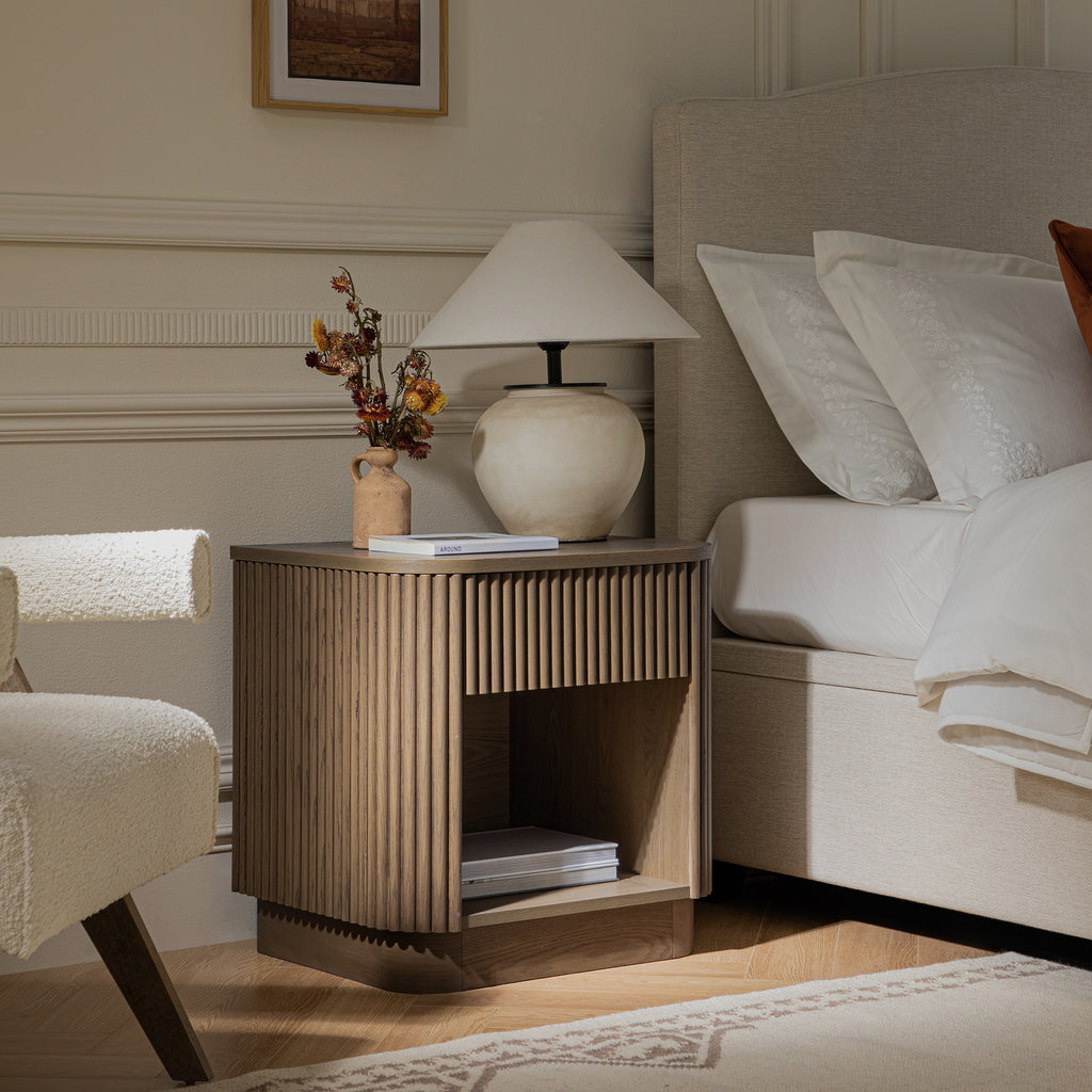 Maru 1-Drawer Bedside Table, Silver Oak | daals