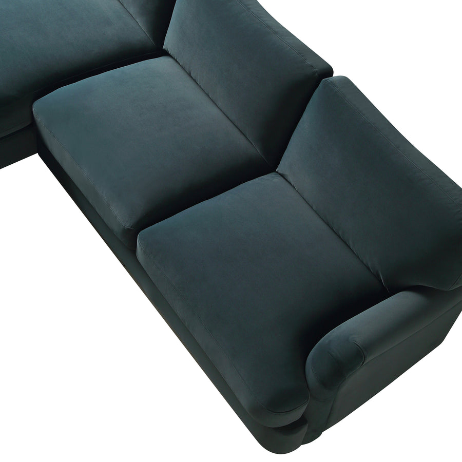 Daphnis Aegean Blue Velvet Sofa, Grande Chaise Sofa Left Hand Facing ...