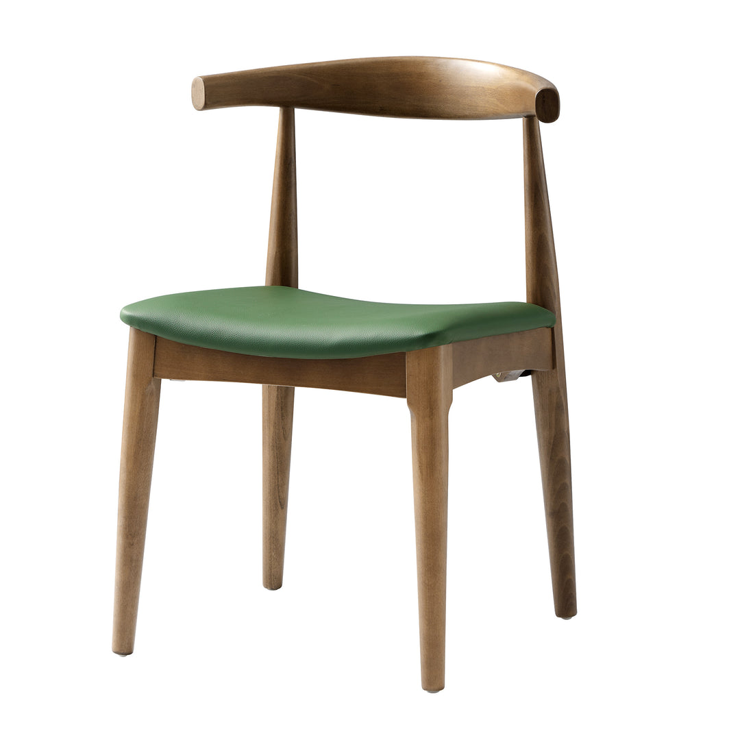 Arley Set of 2 Beech Wood Dining Chairs, Light Walnut and Olive Green ...