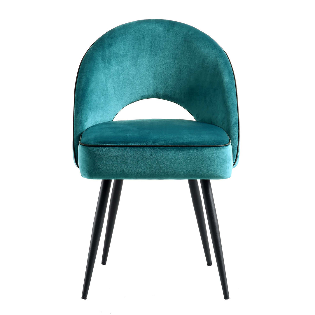Oakley Set of 2 Teal Velvet Upholstered Dining Chairs with Contrast Pi ...