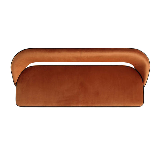 Oakley Orange Velvet Upholstered 3 Seater Dining Bench with Contrast P ...