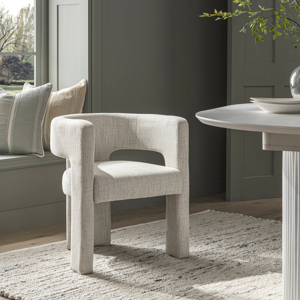 Greenwich Oatmeal & Beige Woven Textured Fabric Dining Chair | daals