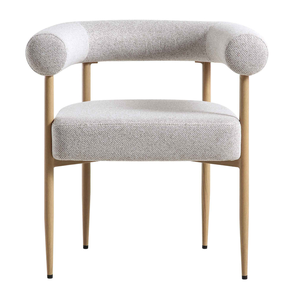 Fulbourn Beige Woven Dining Chair with Natural Wood Effect Legs | daals