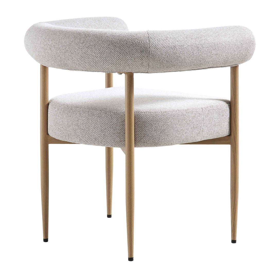 Fulbourn Beige Woven Dining Chair with Natural Wood Effect Legs | daals
