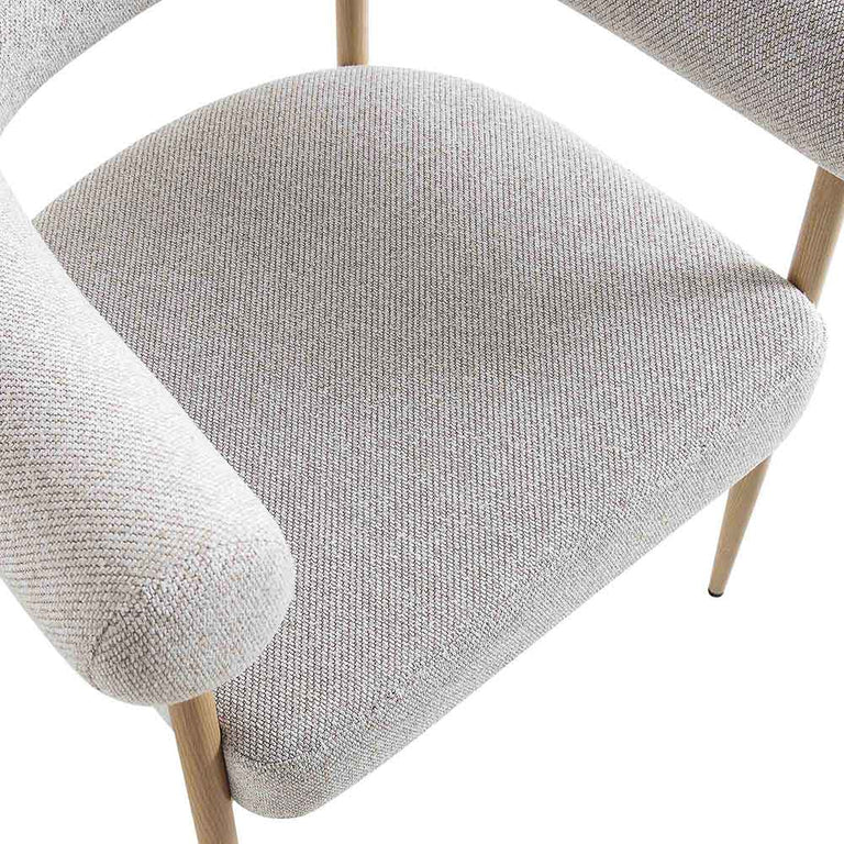 Fulbourn Beige Woven Dining Chair with Natural Wood Effect Legs | daals