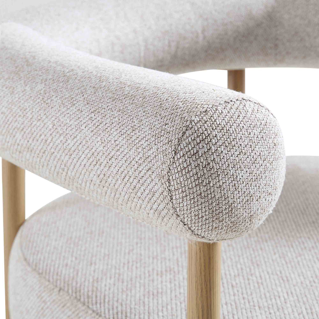 Fulbourn Beige Woven Dining Chair with Natural Wood Effect Legs | daals