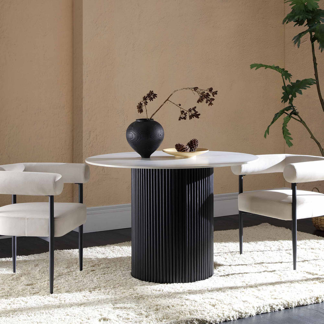 Fulbourn Champagne Velvet Dining Chair with Black Legs | daals