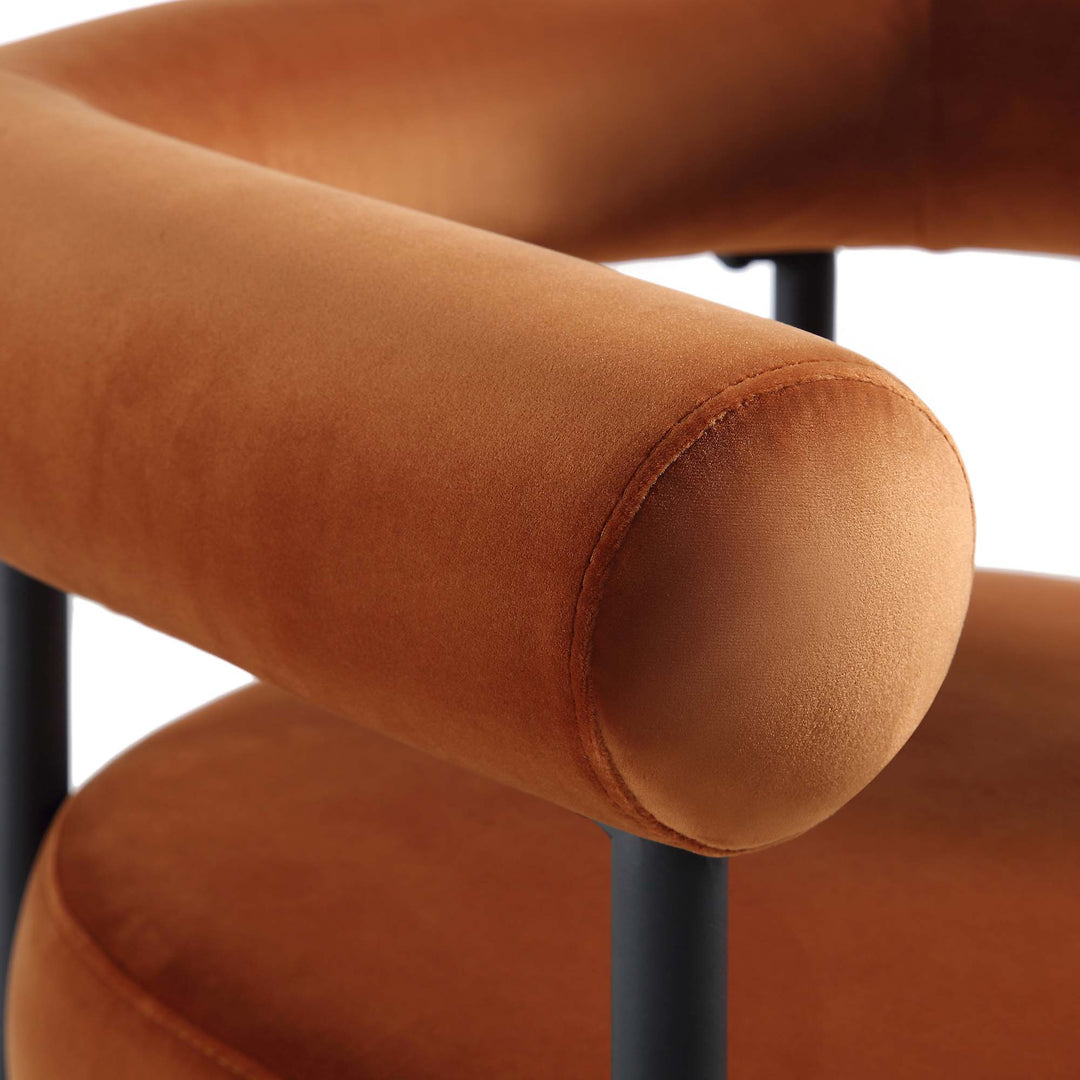 Fulbourn Rust Velvet Dining Chair with Black Legs | daals