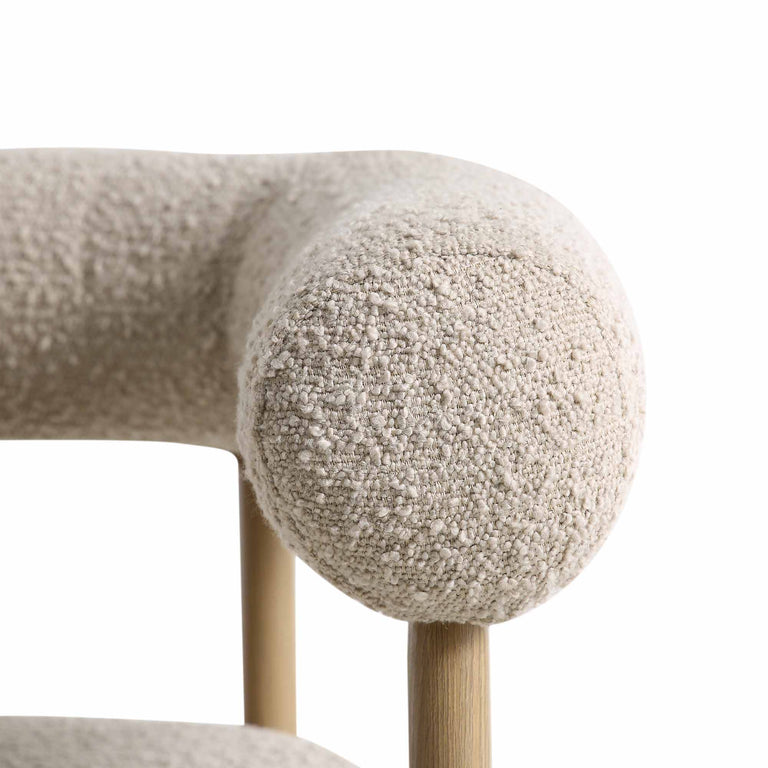 Fulbourn Taupe Boucle Dining Chair with Natural Wood Effect Legs | daals