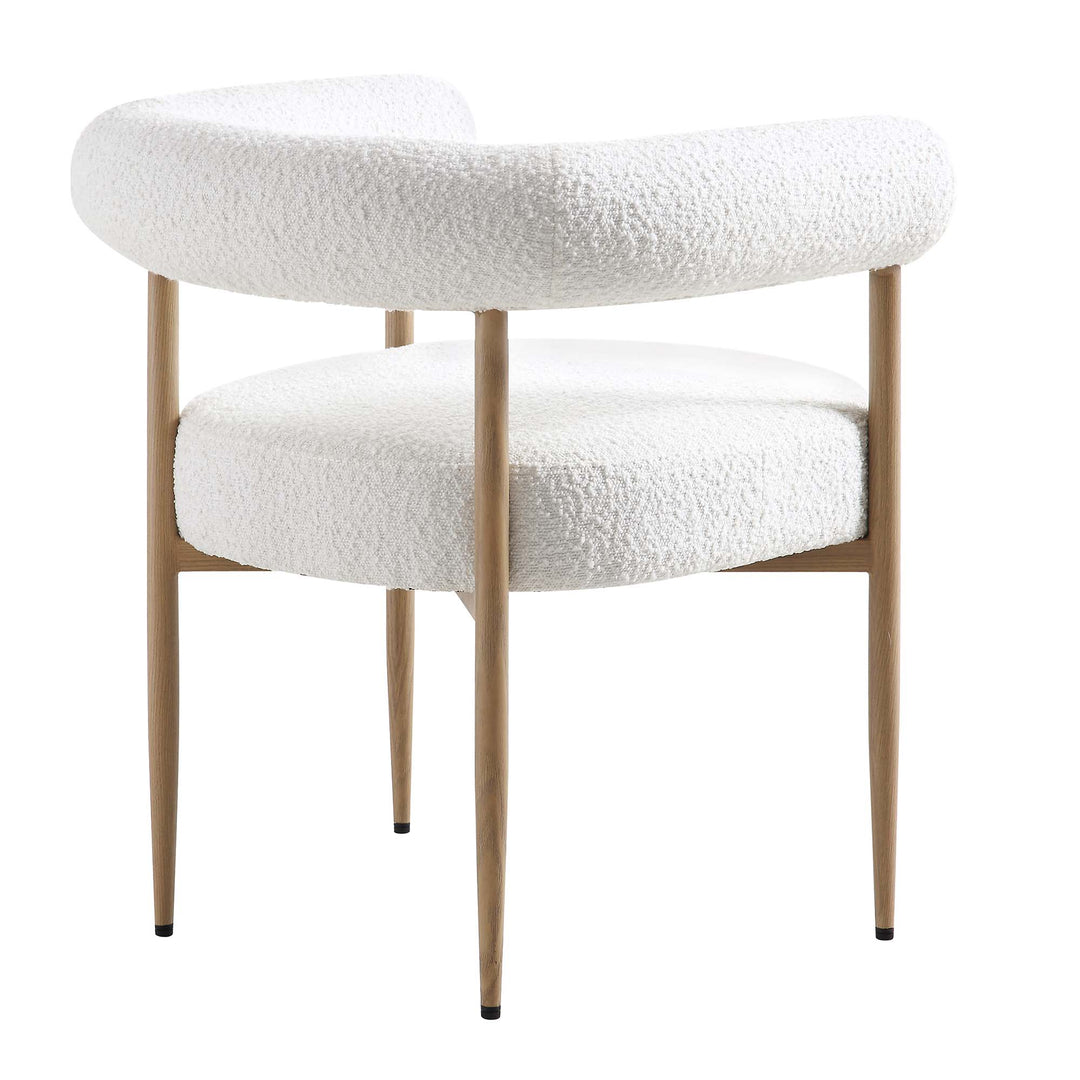 Fulbourn White Boucle Dining Chair with Natural Wood Effect Legs | daals