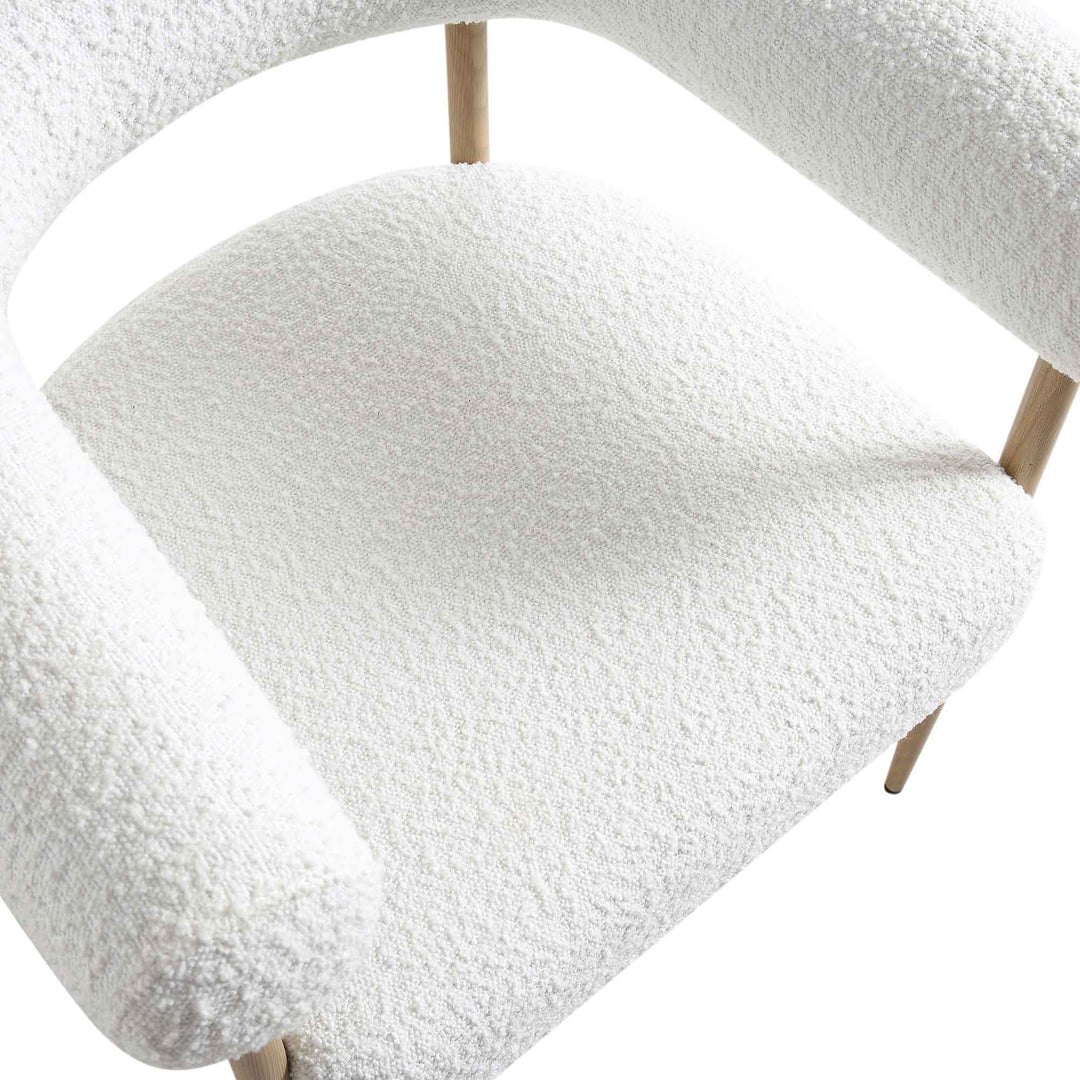 Fulbourn White Boucle Dining Chair with Natural Wood Effect Legs | daals
