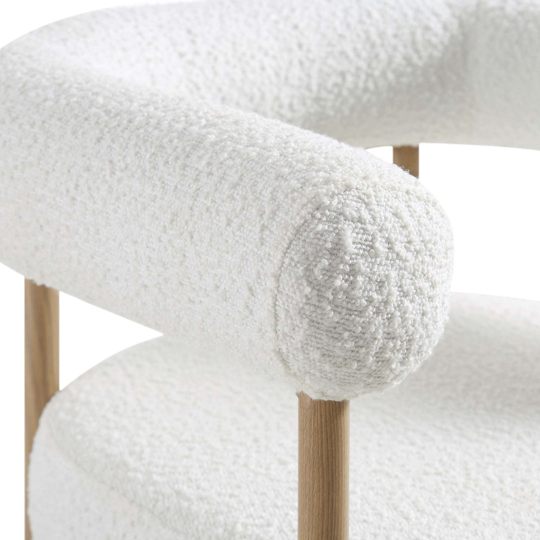 Fulbourn White Boucle Dining Chair with Natural Wood Effect Legs | daals