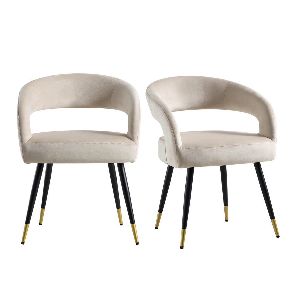 Laurel Wave Champagne Velvet Set of 2 Dining Chairs | daals