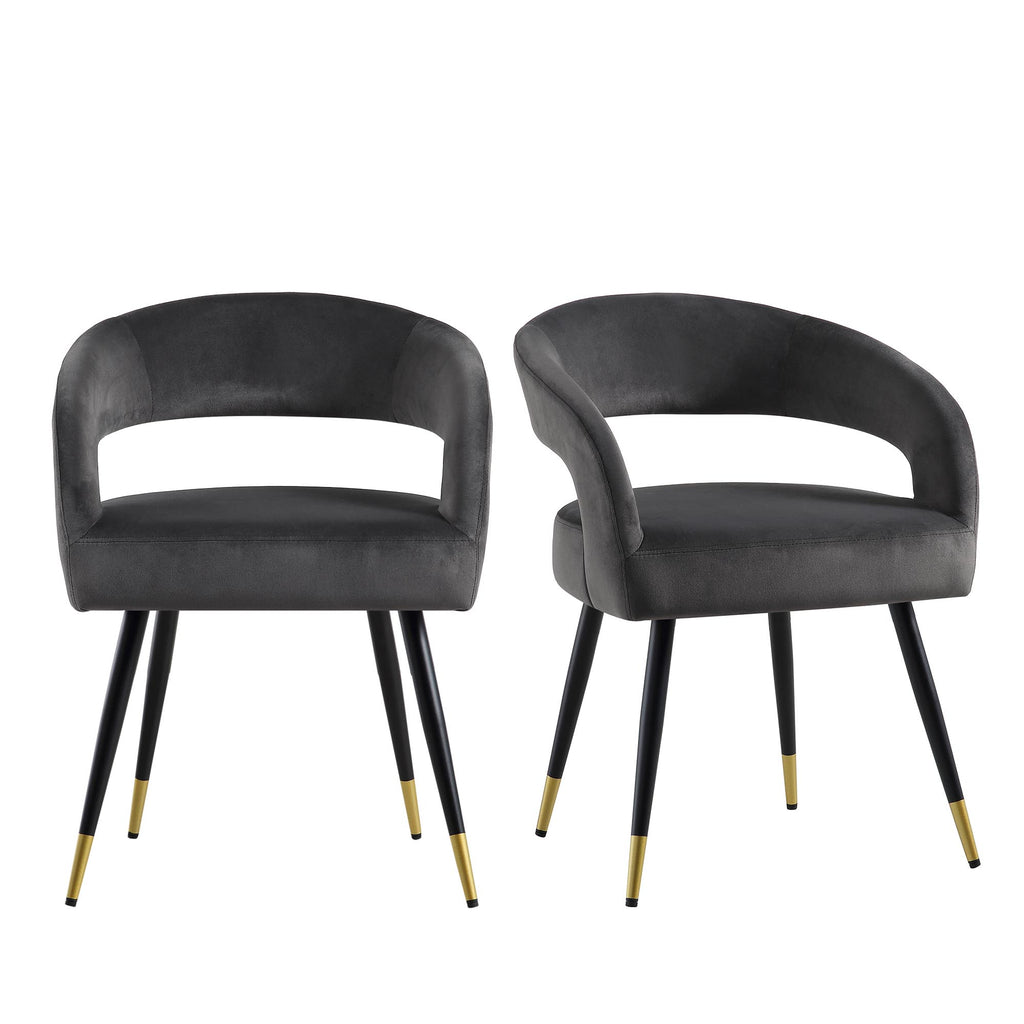 Laurel Wave Charcoal Velvet Set of 2 Dining Chairs | daals