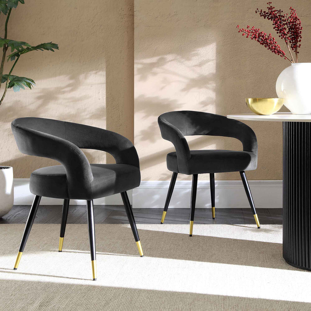 Laurel Wave Charcoal Velvet Set of 2 Dining Chairs | daals