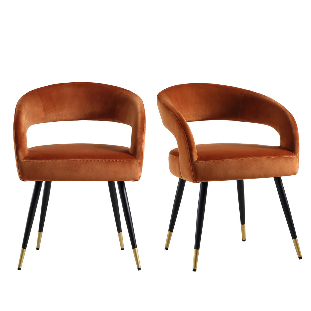 Laurel Wave Rust Velvet Set of 2 Dining Chairs | daals