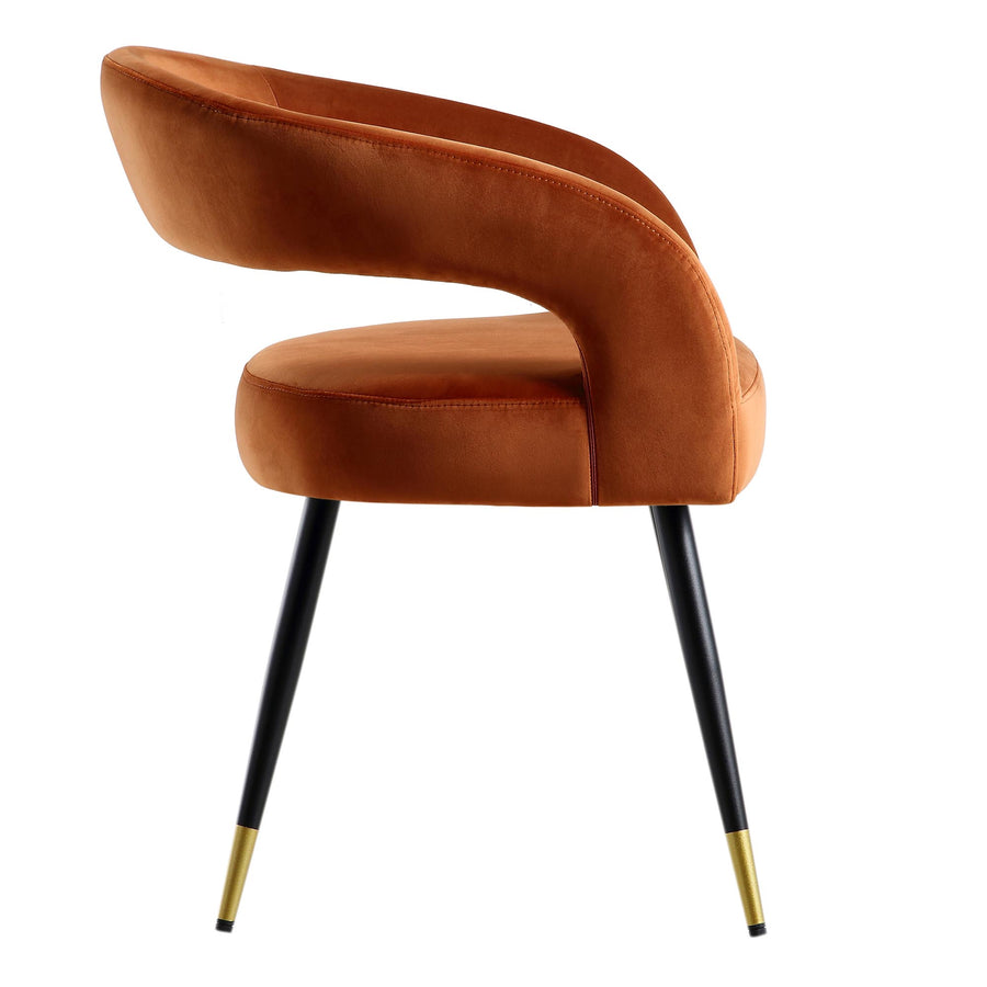 Laurel Wave Rust Velvet Set of 2 Dining Chairs | daals