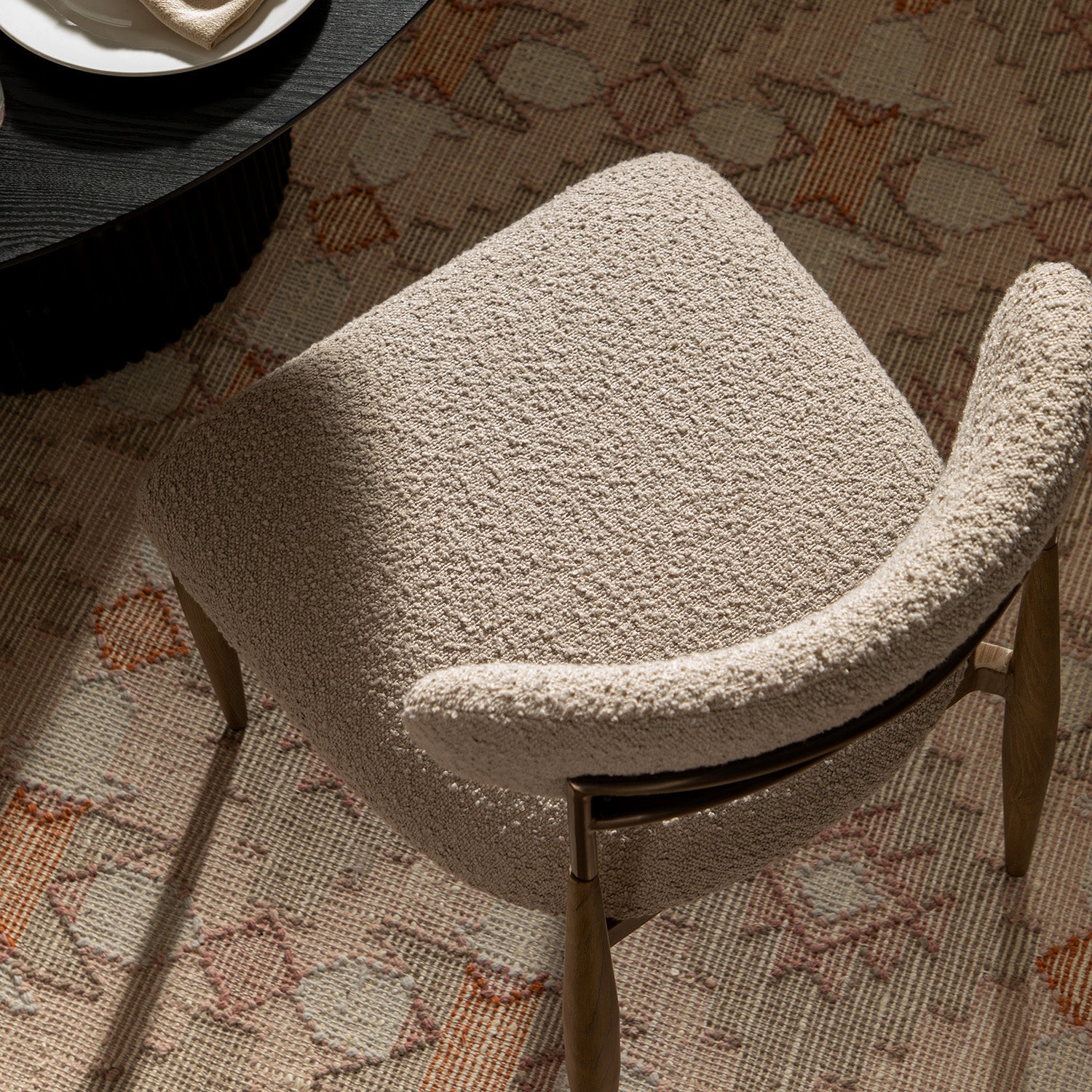 Dagmar Set of 2 Dining Chairs, Light Taupe Boucle | Silver Oak Frame ...