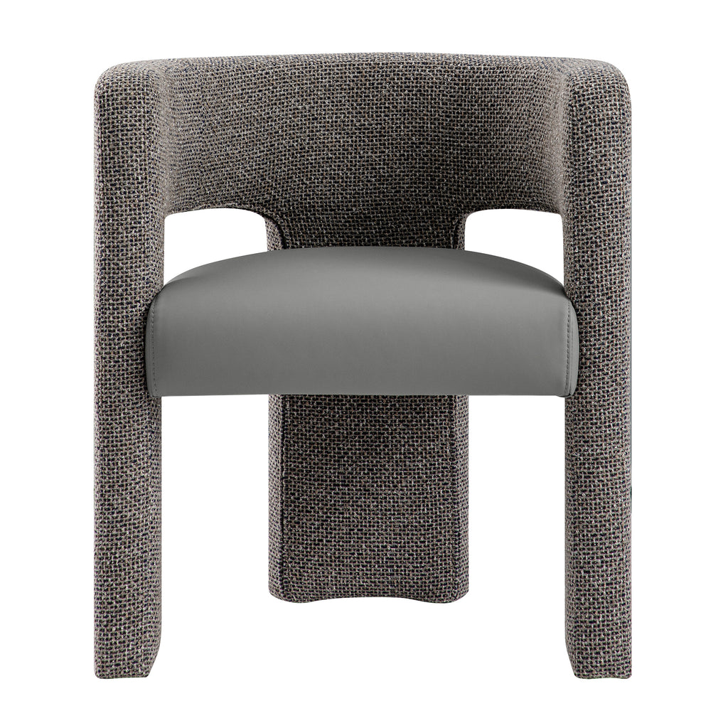 Greenwich Grey & Blue Textured Fabric and Grey Faux Leather Seat Dinin ...
