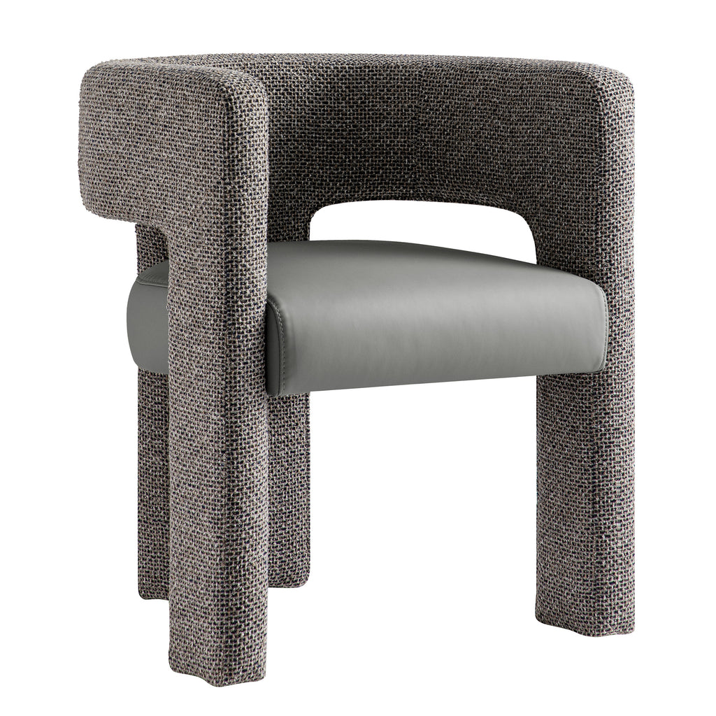 Greenwich Grey & Blue Textured Fabric and Grey Faux Leather Seat Dinin ...