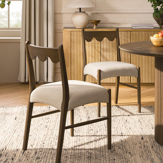 Ludlow Set of 2 Dining Chairs, Oatmeal Fabric | Silver Oak Frame | daals