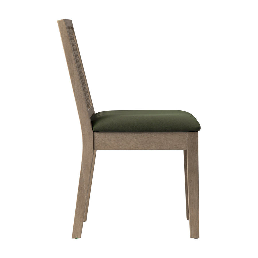 Hemingford Set of 2 Moss Green Velvet Bobbin Spindle Washed Oak Dining ...