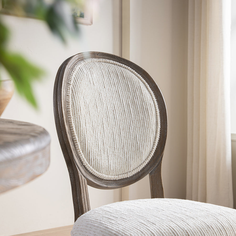 Lainston Set of 2 Classic Weathered Oak Dining Chairs, Beige Textured ...