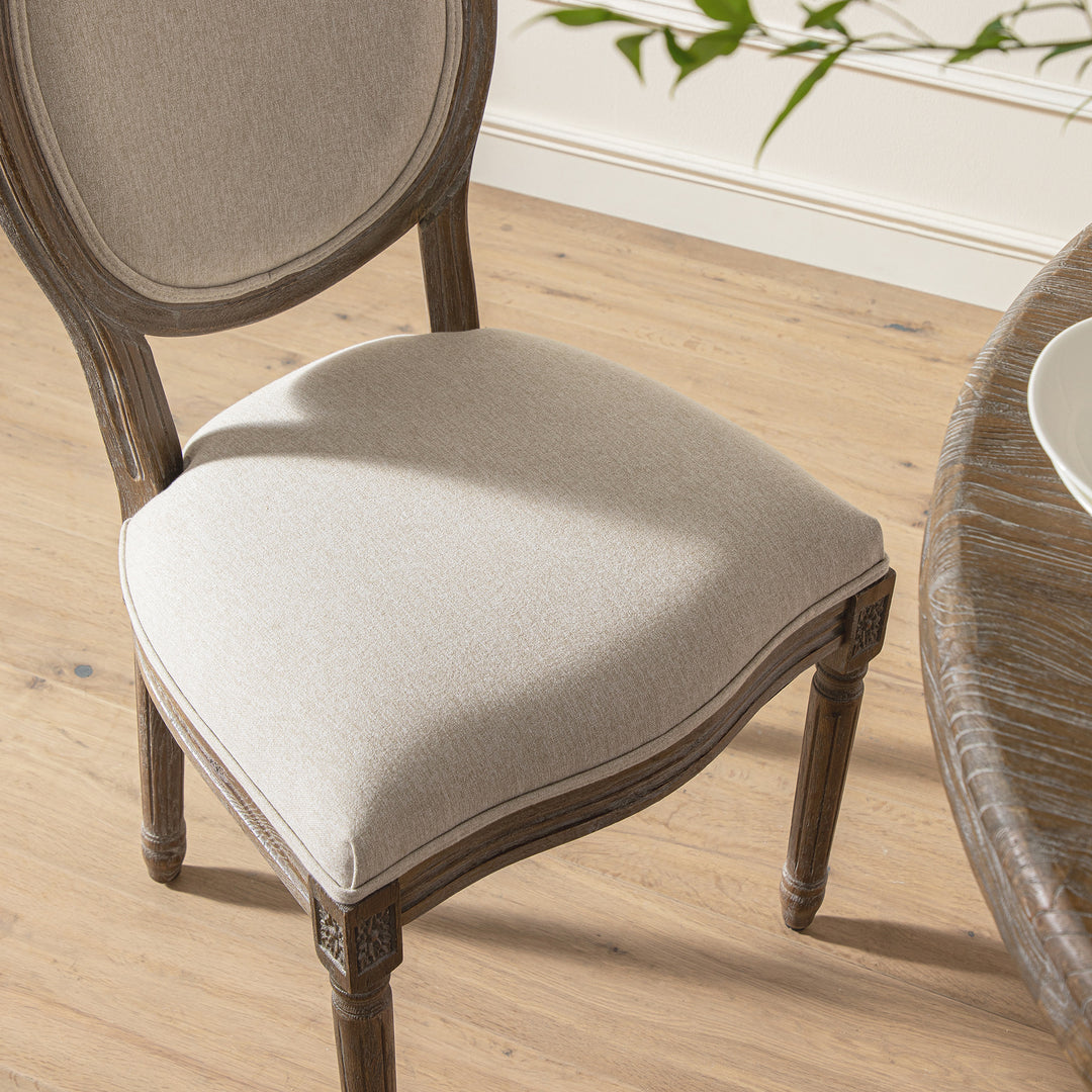 Lainston Set of 2 Classic Weathered Oak Dining Chairs, Oatmeal Brushed ...