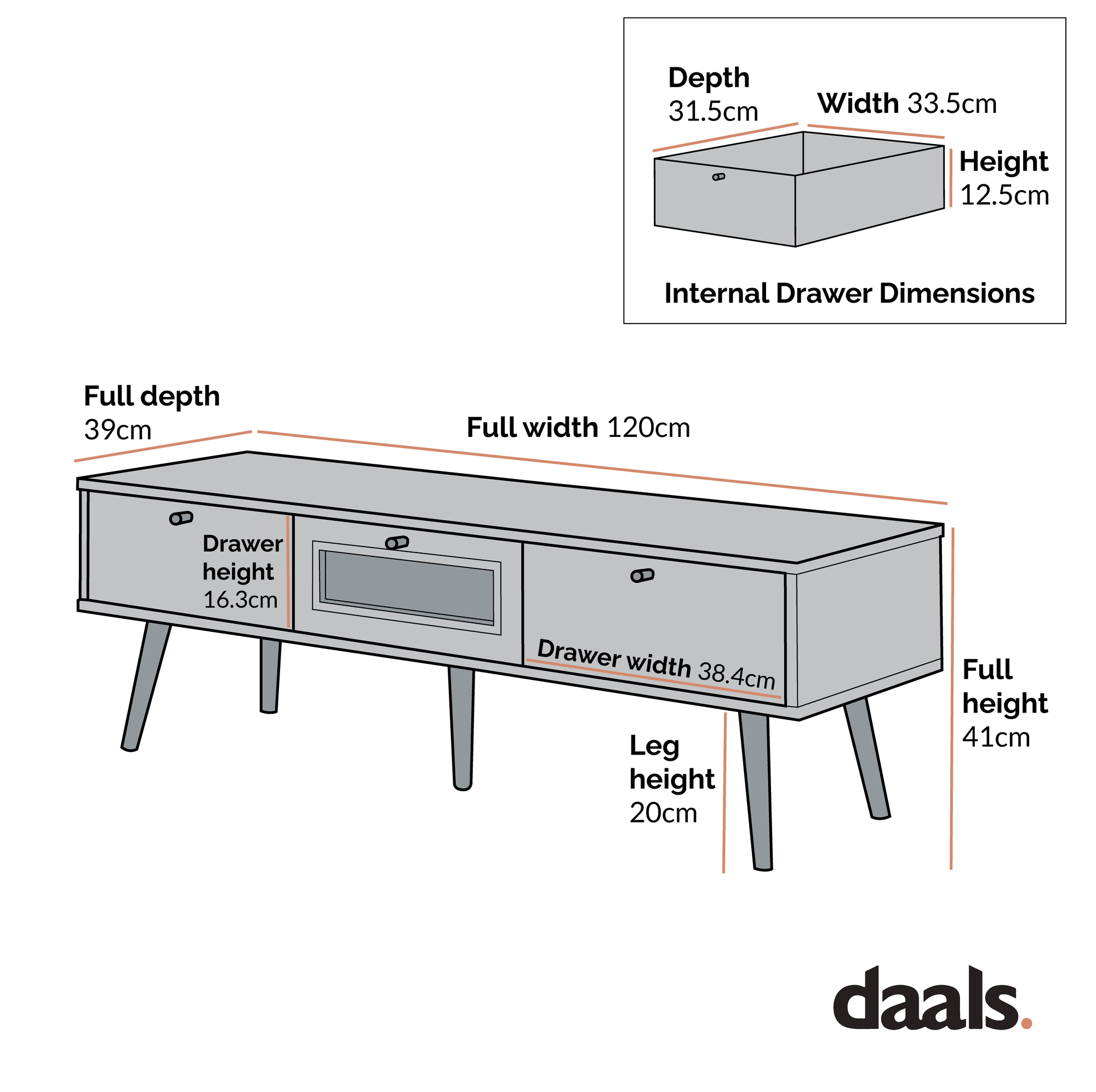 Anya Woven Rattan 3-Drawer TV Unit in White | daals