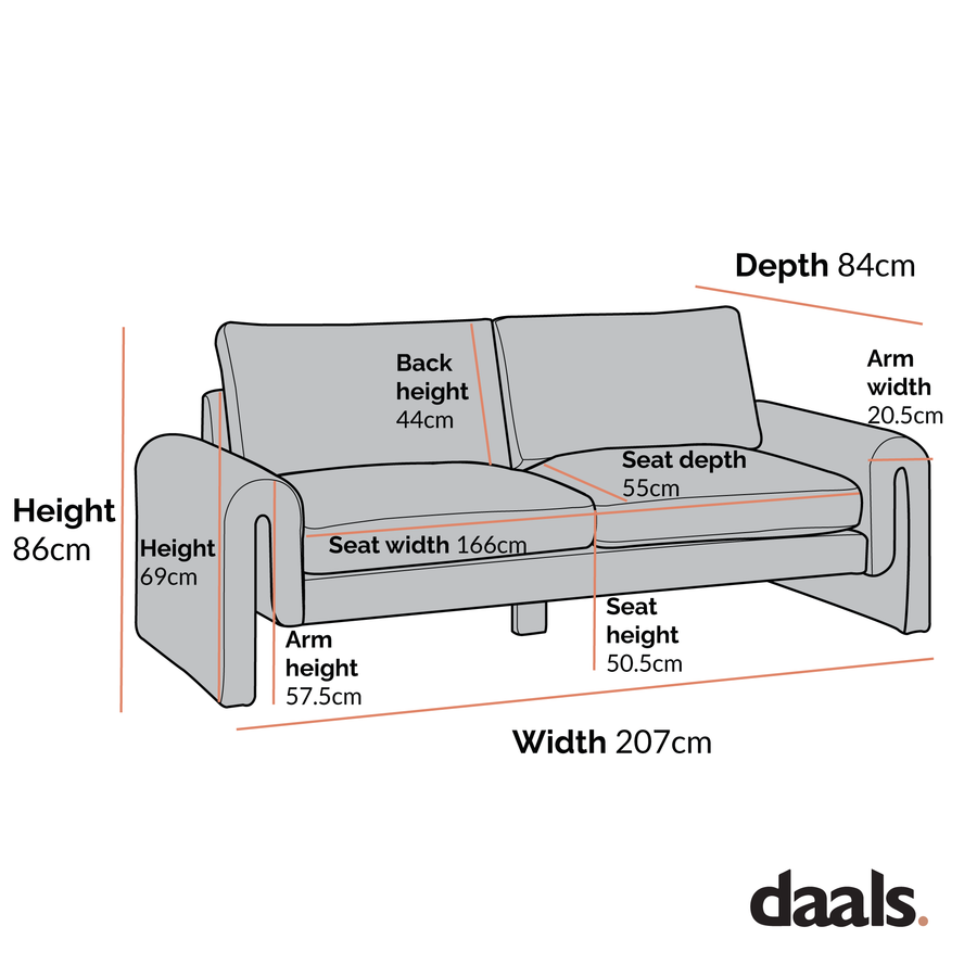Hampstead White Boucle Curved 3-Seater Sofa | daals