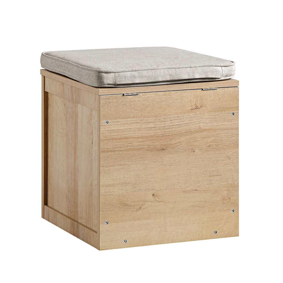 Frances Woven Rattan Single Storage Stool with Cushion, Natural | daals