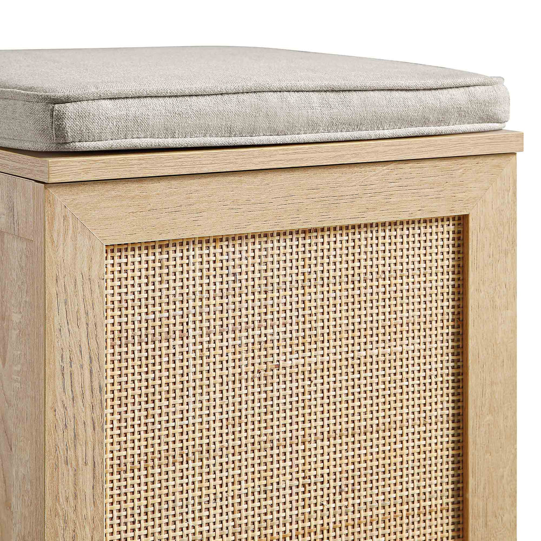 Frances Woven Rattan Single Storage Stool with Cushion, Natural | daals