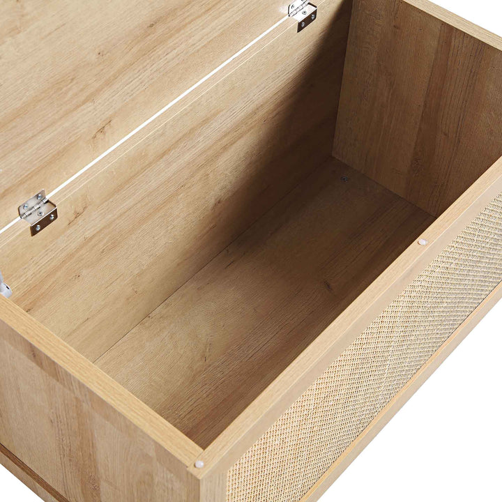 Frances Woven Rattan Double Storage Stool with Cushion, Natural | daals