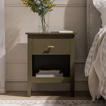 Oakham 1-Drawer Bedside Table, Olive Grove | daals