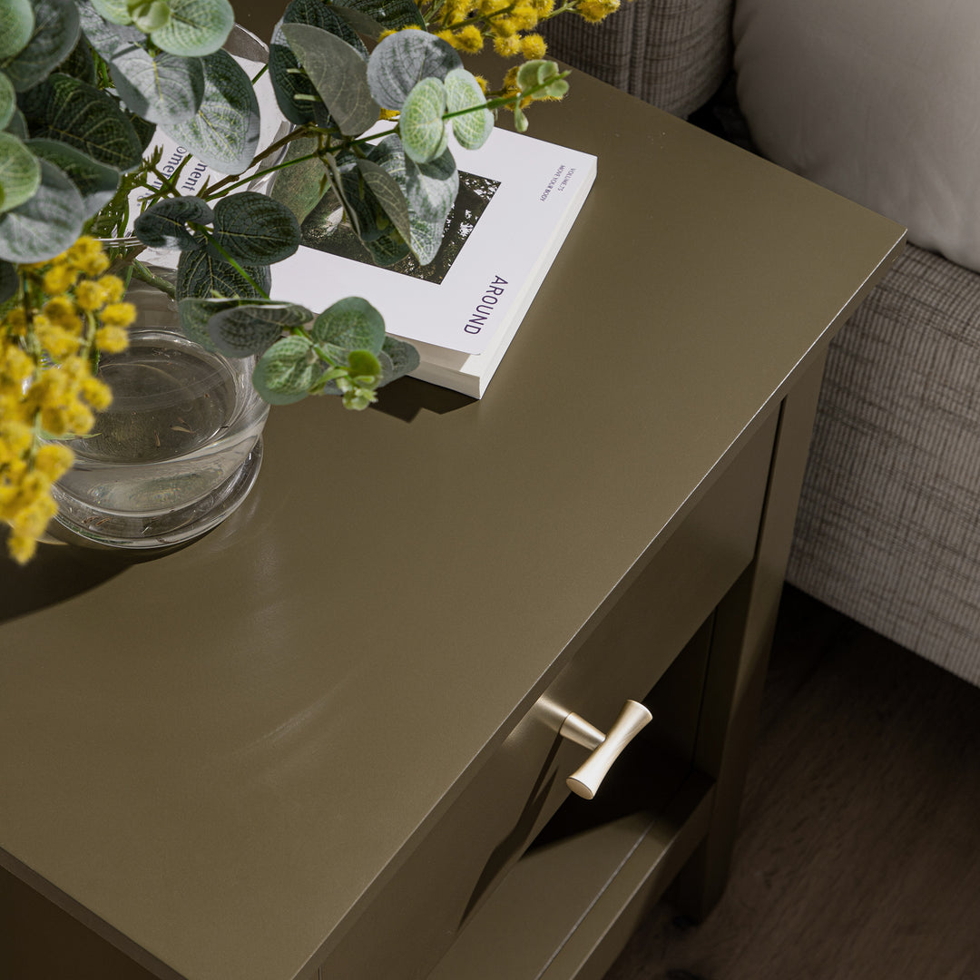 Oakham 1-Drawer Bedside Table, Olive Grove | daals
