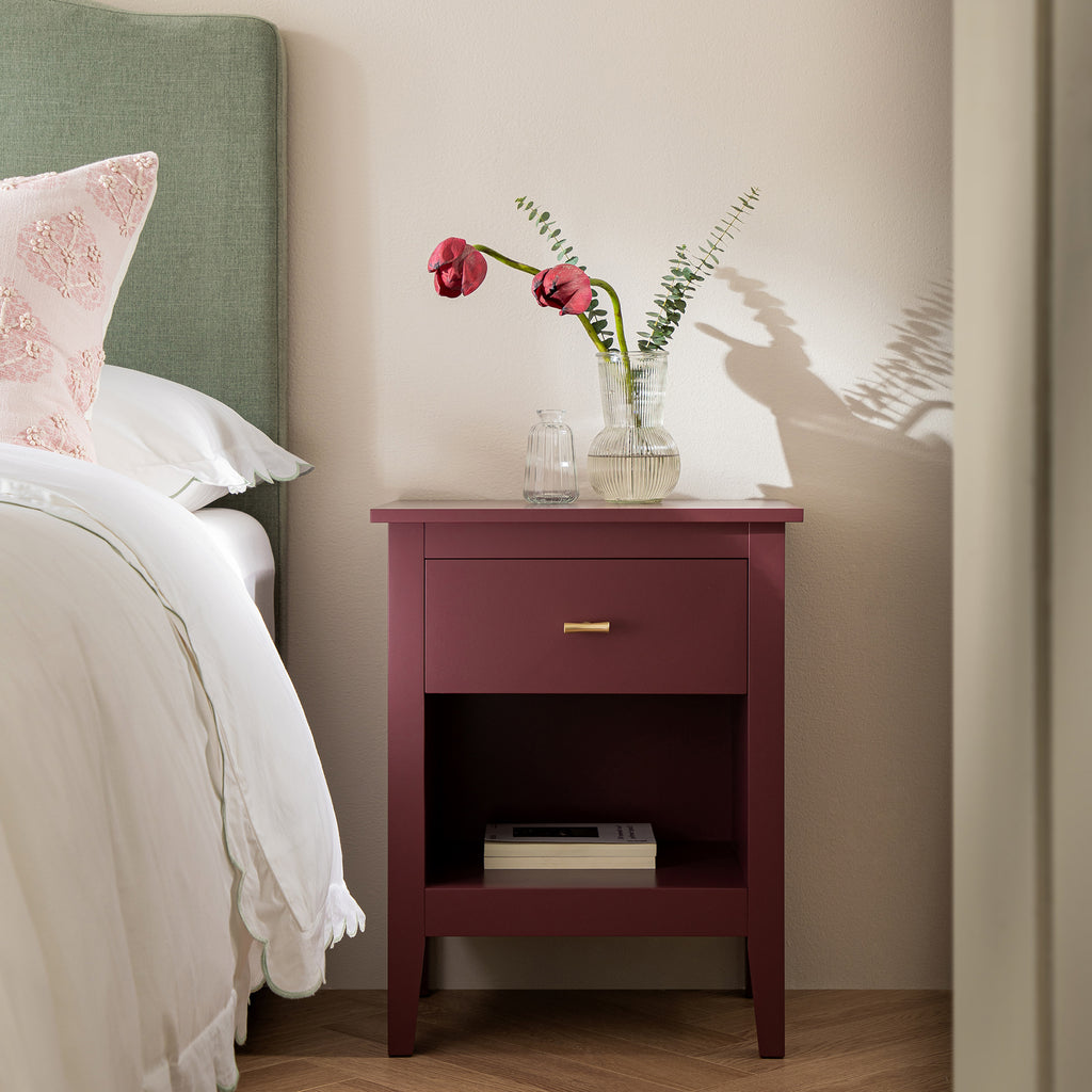 Oakham 1-Drawer Bedside Table, Wild Cherry | daals