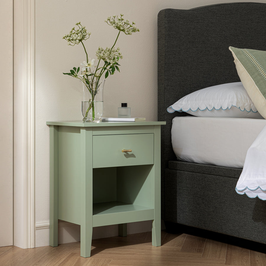 Oakham 1-Drawer Bedside Table, Desert Sage | daals
