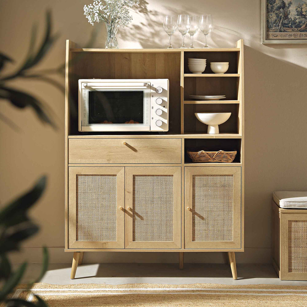 Frances Woven Rattan Kitchen Cabinet, Natural | daals