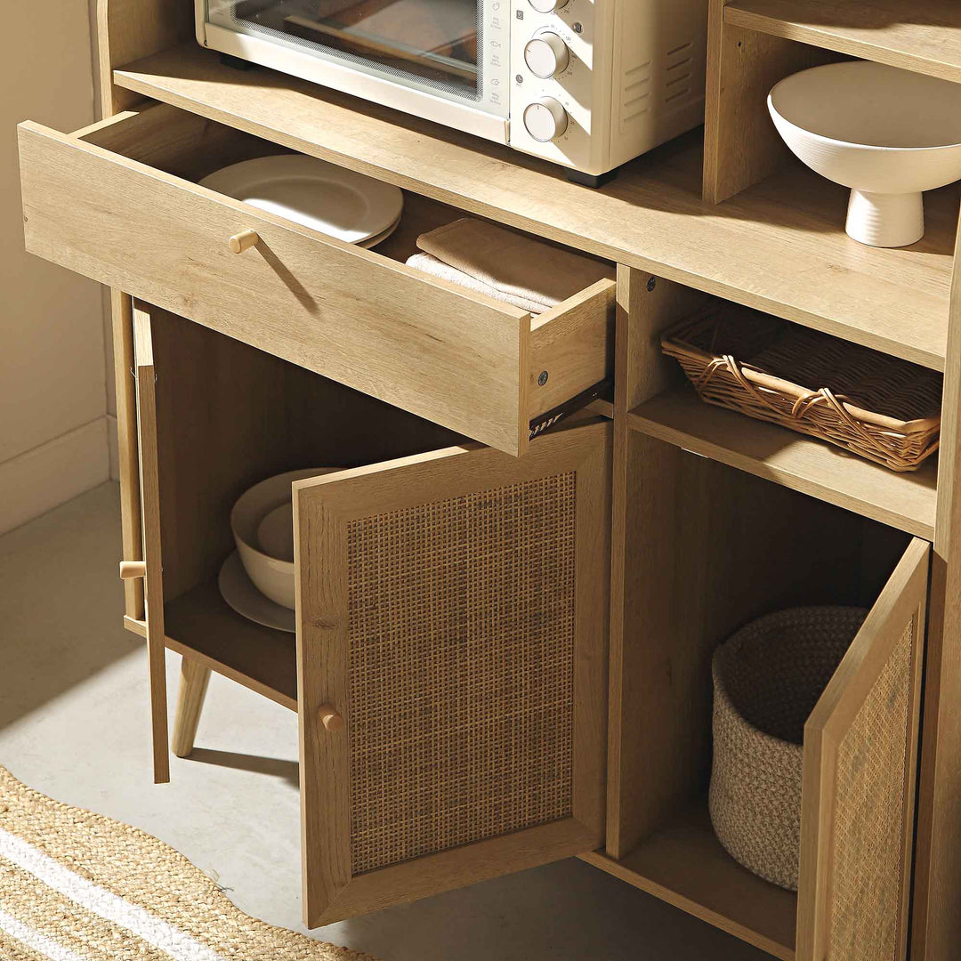 Frances Woven Rattan Kitchen Cabinet, Natural | daals