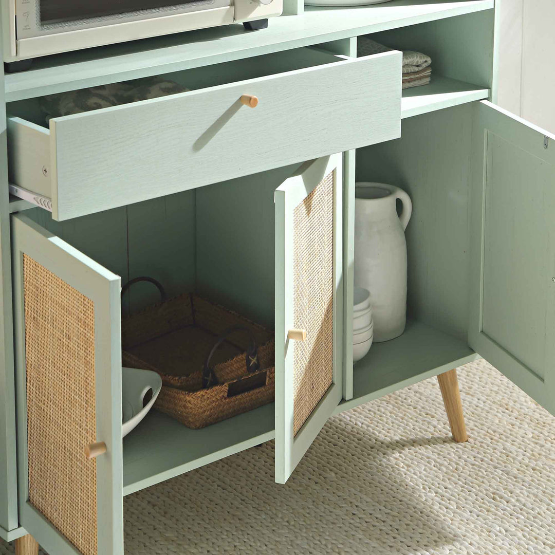Frances Woven Rattan Kitchen Cabinet, Mint | daals