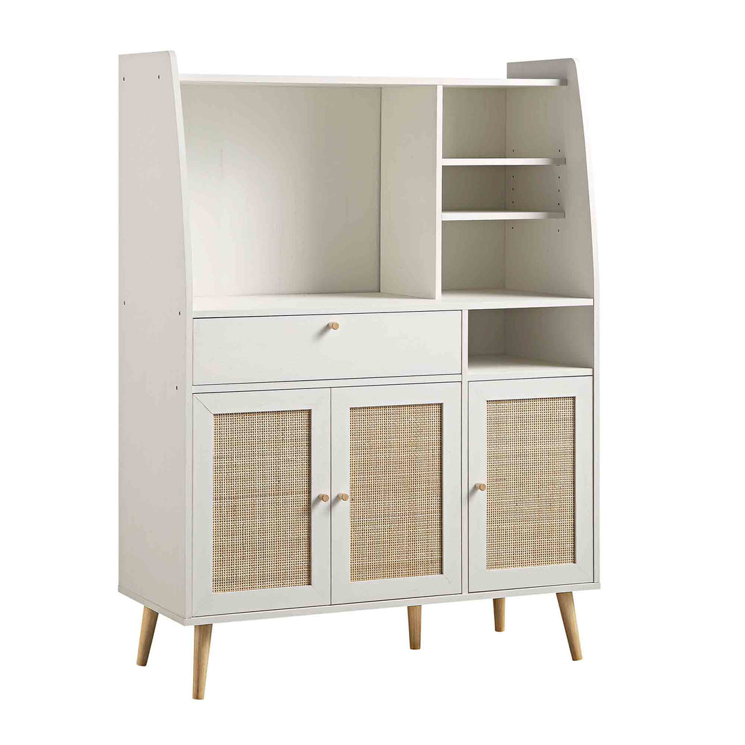 Frances Woven Rattan Kitchen Cabinet, White | daals