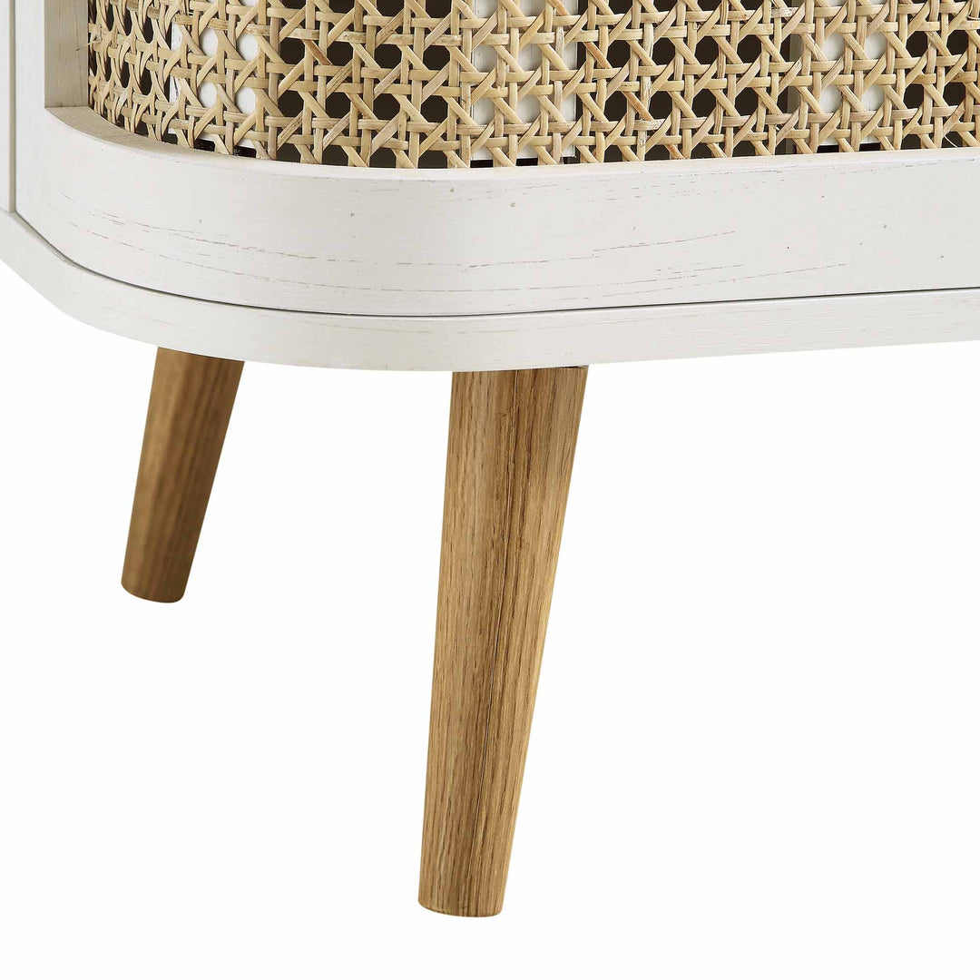 Izzy Curved Rattan 2-Door Small Sideboard, White | daals